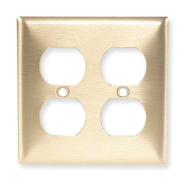 Hubbell Duplex Opening Wall Plates, Number of Gangs: 2 Brass, Brushed ...