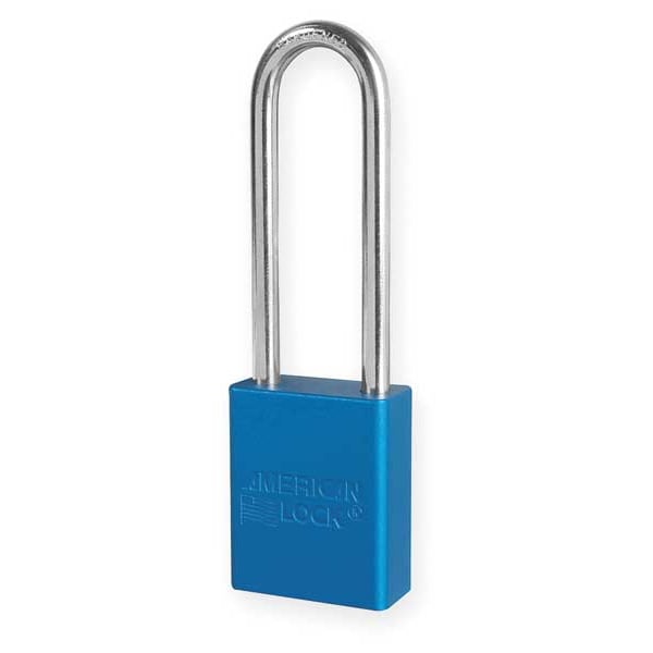 American Lock Lockout Padlock, Keyed Different, Aluminum, Blue, 3 in ...