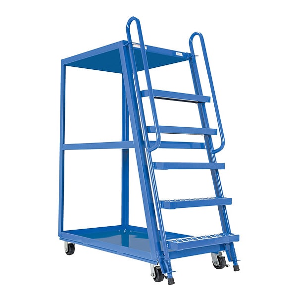 Zoro Select Steel Stock Picking Ladder Cart 1000 lb. Capacity, 56-1/8"L ...