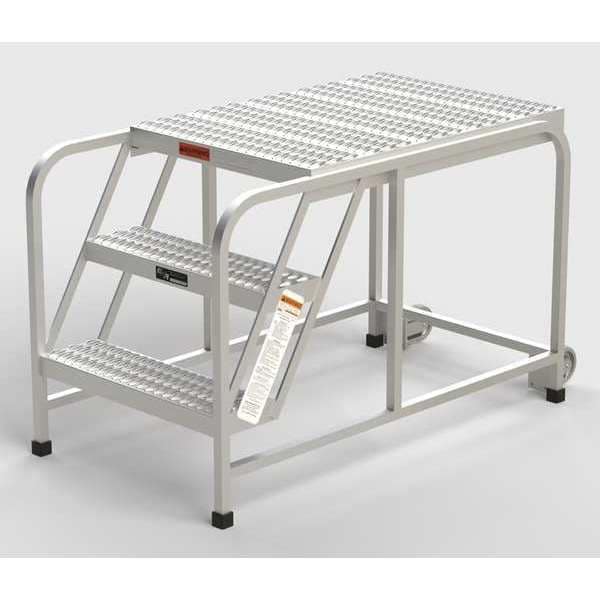 Zoro Select Aluminum Mobile Work Platform, 3 Steps, No Handrails, 36"D ...