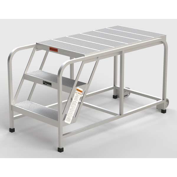 Zoro Select Aluminum Mobile Work Platform, 3 Steps, No Handrails, 42"D ...