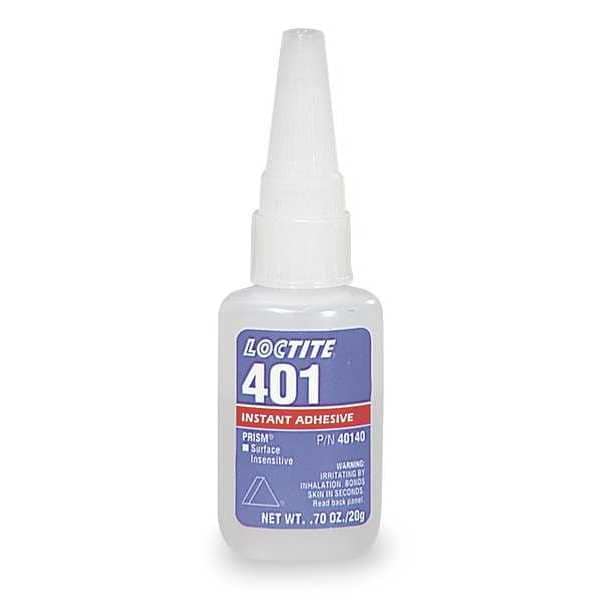 Loctite Instant Adhesive, Series 401, 20 g, Bottle, Clear 135429 | Zoro