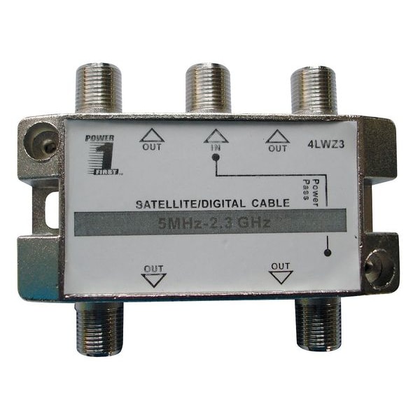 Power First Cable Splitter, 4-Way, F-Type, 2.3 GHz 4LWZ3 | Zoro