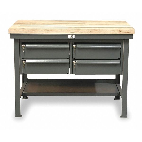 Strong Hold Workbench, Butcher Block, 72" W, 35-3/4" Height, 10,000 lb ...
