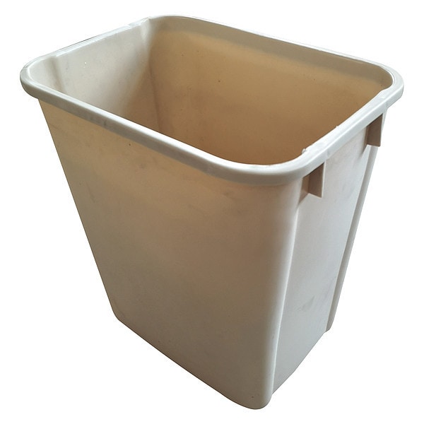 Zoro Select 10 gal Rectangular Trash Can, Beige, 12 1/2 in Dia, None ...