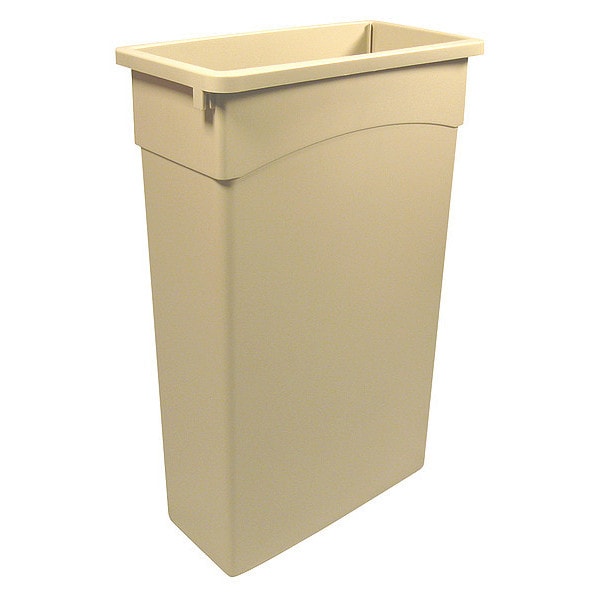 Zoro Select 23 gal Rectangular Trash Can, Beige, 11 1/4 in Dia, None ...