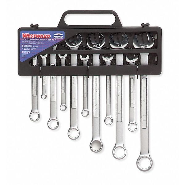Westward Combo Wrench Set, Satin, 5/16-15/16in, 11Pc 4PL86 | Zoro
