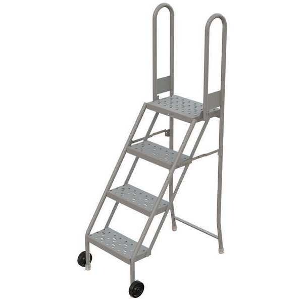 Tri-Arc 64 in H Steel Tilt and Roll Ladder, 4 Steps, 450 lb Load ...