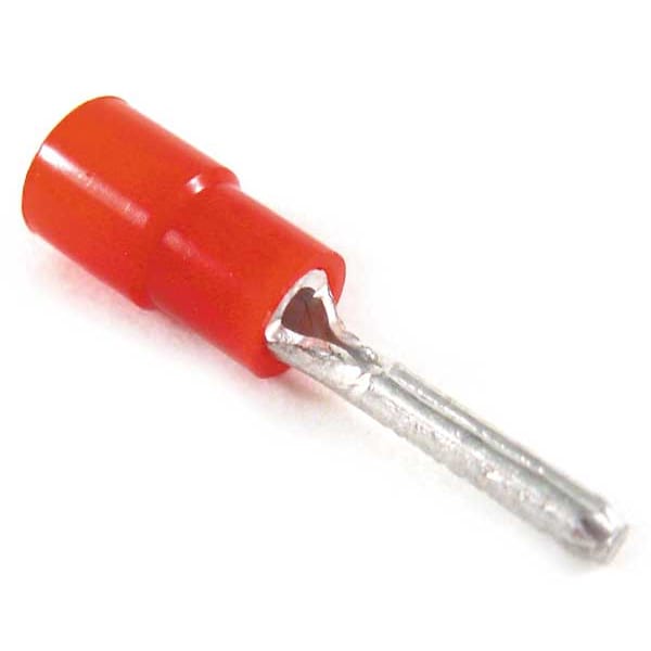 Sta-Kon Pin Terminal, 18 AWG, 600 V, Vinyl Insulated, Red, Crimp ...