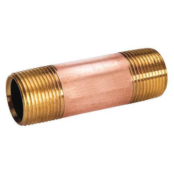 Zoro Select 1/8" MBSPT x MNPT x 1-1/2" TBE Red Brass Pipe Nipple Sch 40 ...