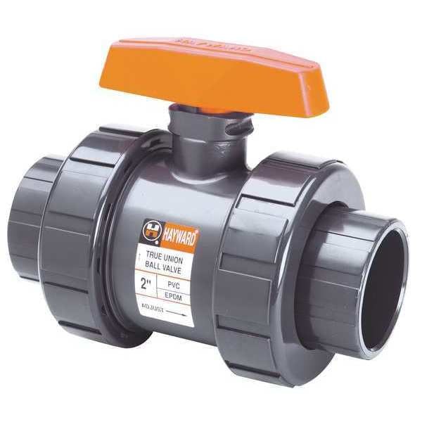 Hayward Flow Control Ball Valve, True Union, PVC/FPM, 2", Full Port, S ...