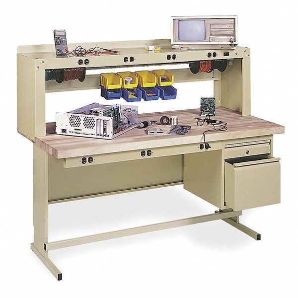 Edsal Bolted Workbench with Riser, Laminate, 60" W, 44" to 52" Height ...