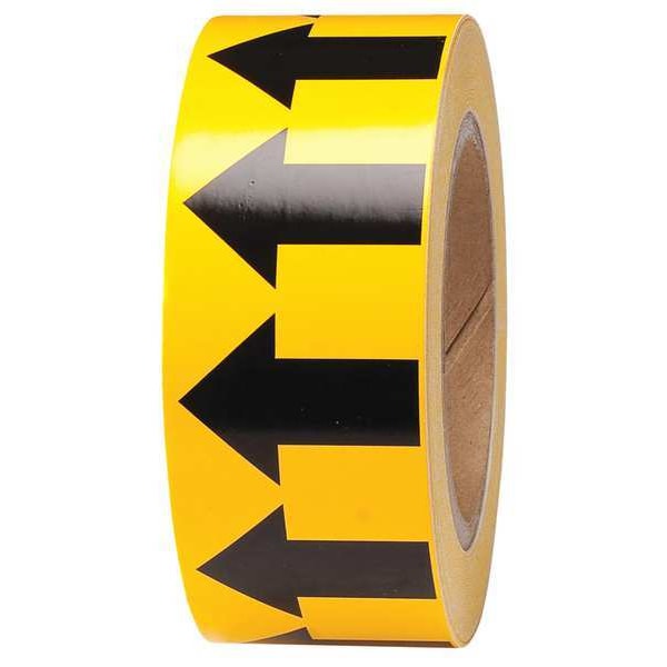 Brady Pipe Marking Arrow Tape, Yellow/Black, 2 in x 90 ft, Vinyl, 720 ...