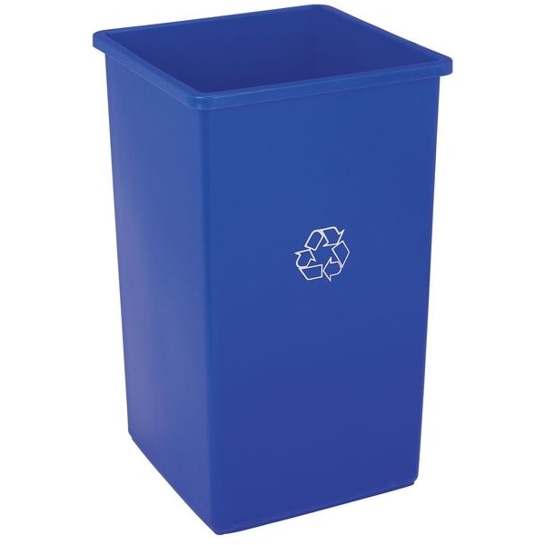 Tough Guy 25 gal Square Recycling Bin, Open Top, Blue, Plastic, 1 ...