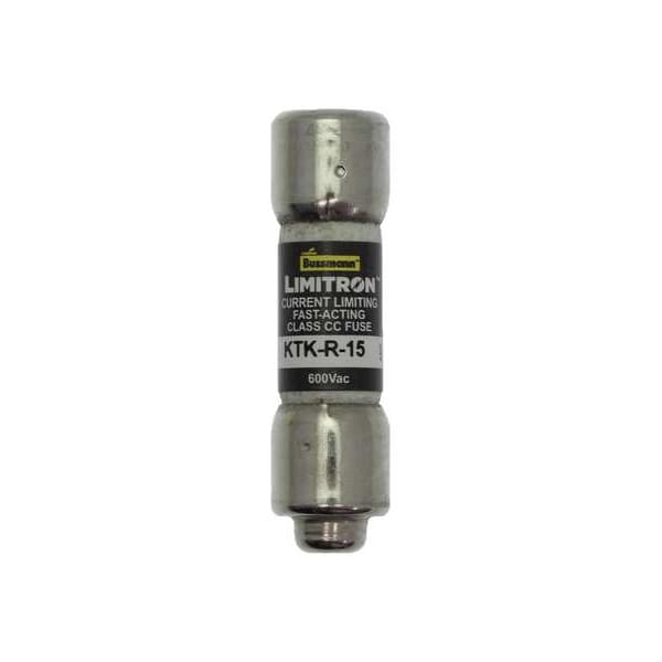 BUSSMANN 15A CC Fast-Acting UL Class Fuse, 600V AC, KTK-R series - KTK-R-15