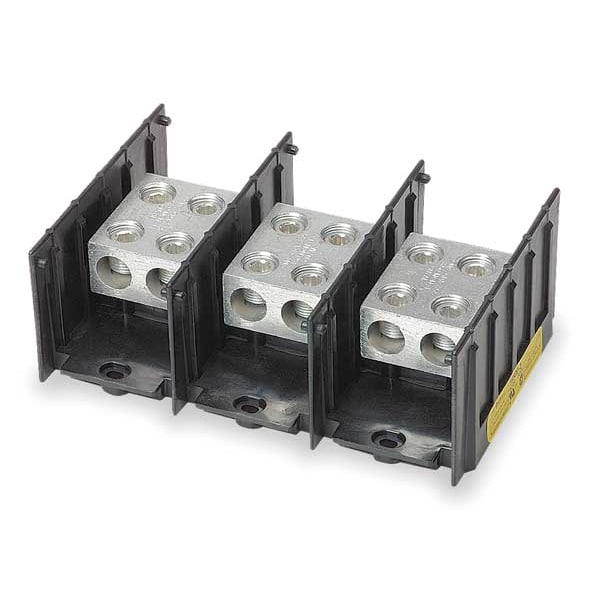 Eaton Bussmann Power Distribution Block, Open, 3 Pole, 760 A Copper, 600 V AC/DC 16504-3 | Zoro