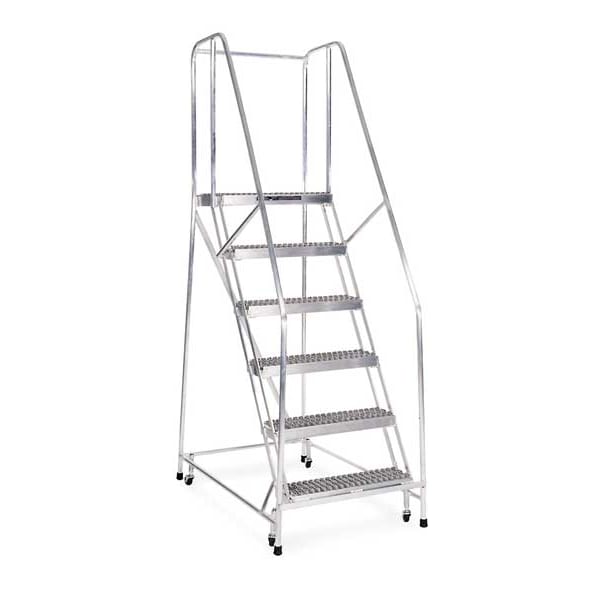Cotterman 90 in H Aluminum Rolling Ladder, 6 Steps, 350 lb Load ...