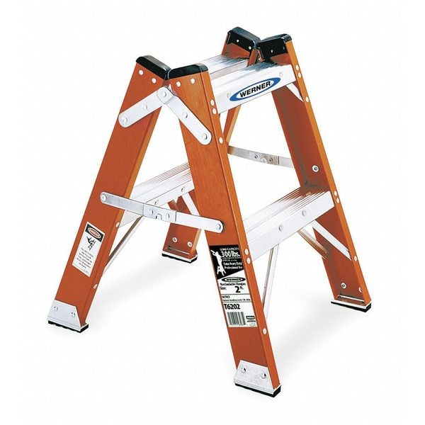 Werner 3 Steps, Fiberglass Step Stool, 300 lb. Load Capacity, Orange ...