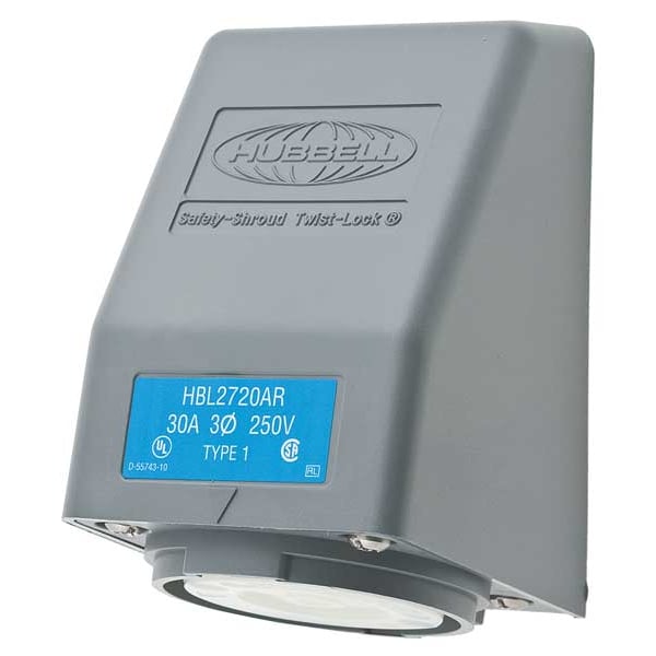Hubbell Wiring Device-Kellems Flanged Locking Receptacle, L15-30R, 30 A ...