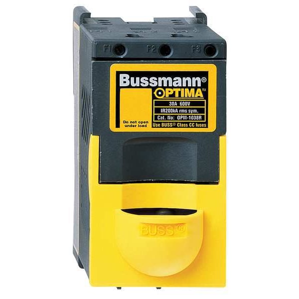 Eaton Bussmann Finger Safe Fuse Block, CC UL Class, 3 Poles, 0 to 30A Amp Range, 600V AC/DC Volt ...