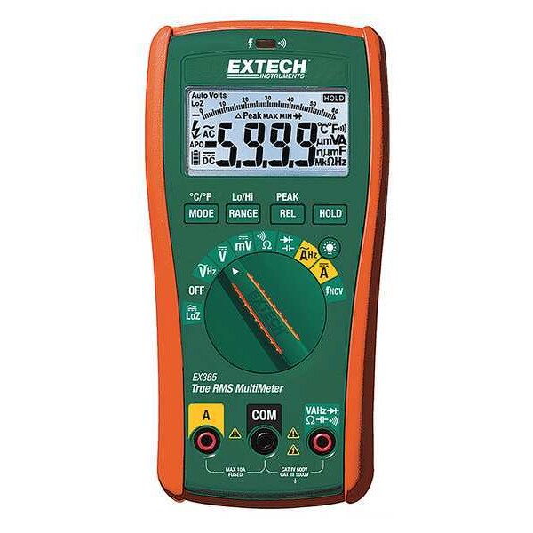 Extech Digital Multimeter, 1000 Max. AC Volts, 1000 Max. DC Volts, 10 ...
