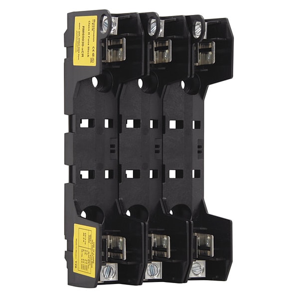 Eaton Bussmann Open Fuse Block, R UL Class, 3 Poles, 0 to 30A Amp Range, 600V AC/DC Volt Rating ...