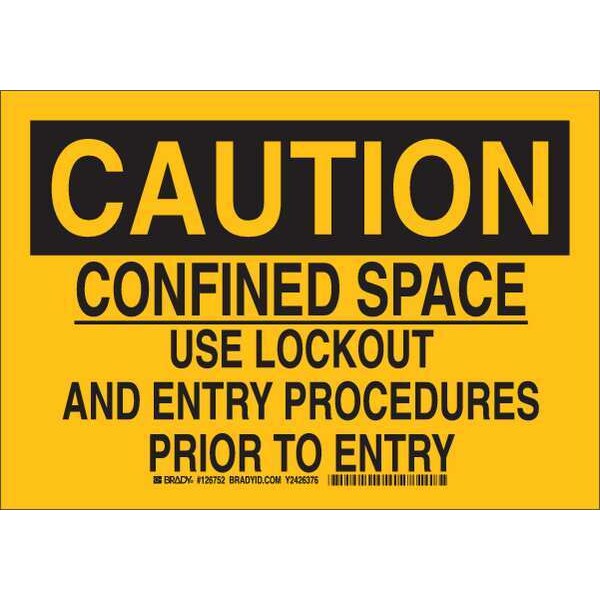 Brady Caution Sign, 10X14", Black/Yellow, 126755 126755 | Zoro