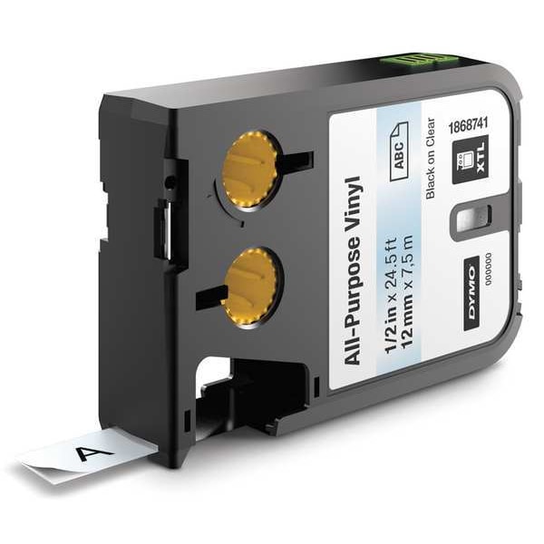 Dymo Cartridge Label, 0.5 In W, Clear, Vinyl 1868741 | Zoro