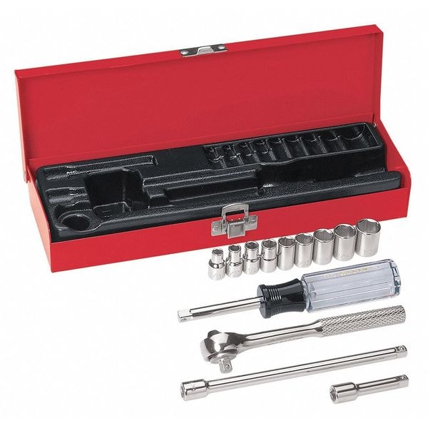 KLEIN TOOLS 1/4" Socket Wrench Set, 13 Piece, 3/16" to 1/2", - 65500