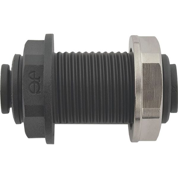 John Guest Push-Fit Union Fitting, 1/4 in Tube Size, Polypropylene ...