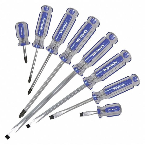 Westward Screwdriver Set, 8 pcs, Acetate 401L75 | Zoro