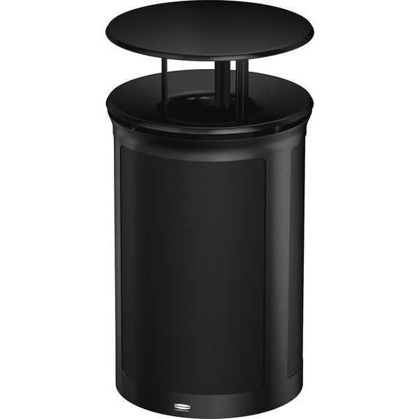 Rubbermaid Commercial 23 gal. Round Trash Can, Jet Black Metallic ...
