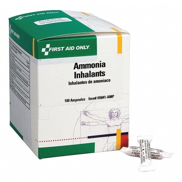 First Aid Only Ammonia Inhalants Ampoules, 0.3mL, 100/Box H5041-AMPGR | Zoro