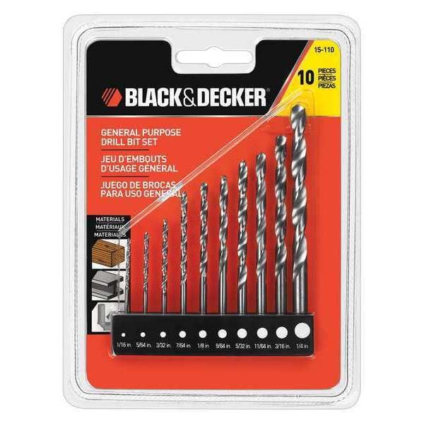 Black & Decker 10-Piece General Purpose Drilling Set 15-110 | Zoro