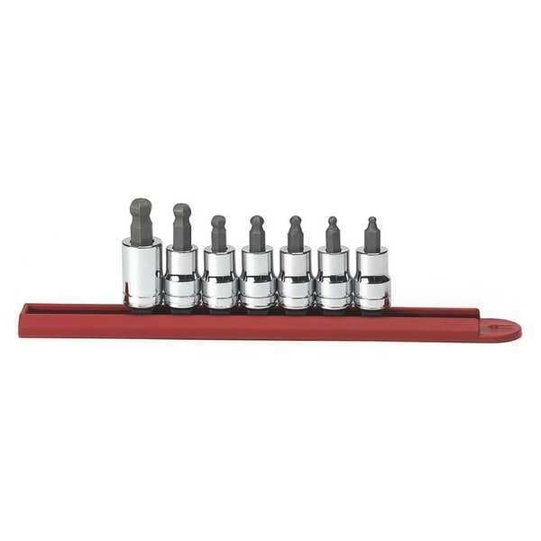 3/8" Ball Hex Bit Socket Set, SAE, 7 Piece