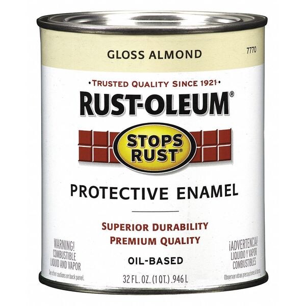 Rust-Oleum Rust Prevenative Paint, Gloss, Almond, 1 qt. 7770502 | Zoro