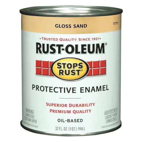 Rust-Oleum Interior/Exterior Paint, Gloss, Sand, 1 qt 7771502 | Zoro