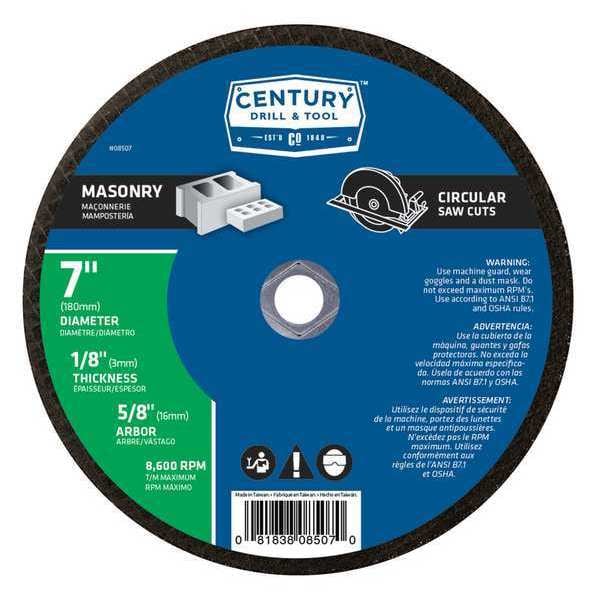 Century Drill & Tool Masonry Saw Blade, Type 1A, 7 in Dia, 1/8 in Thick ...