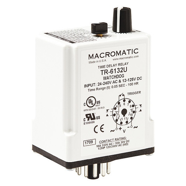 Macromatic Single Function Time Delay Relay, Octal, Watchdog, 1 ...