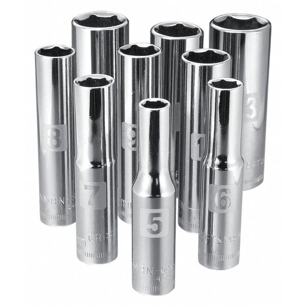 Craftsman Socket Set, 9Pcs 1/4Dr Inch 9-34563 | Zoro