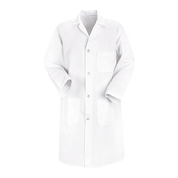 Red Kap Lab Coat, Polyester/Combed Cotton, 3 Pockets, Button 5700WH RG ...