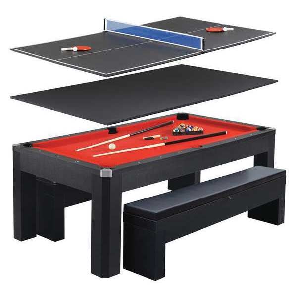 Hathaway Park Avenue 7-Ft Pool Table Tennis Combo Set w/ Storage ...