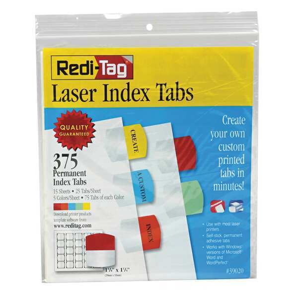 Redi-Tag 39020 $19.91 Laser Tab, 1-1/8 in., Assorted, PK375 | Zoro.com