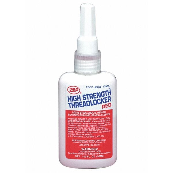 Zep Threadlocker, ZEP, Red, High Strength, Liquid, 50 mL Bottle, Pack ...