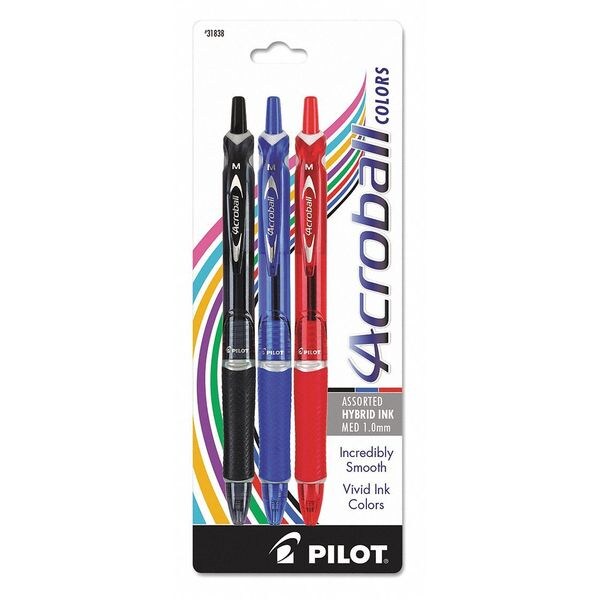 Pilot Color Pen, RT, Black/Blue/Red, PK3 72838 | Zoro