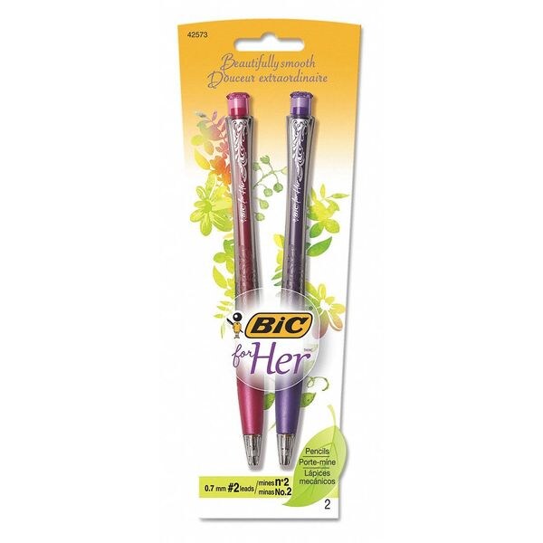 Bic Mechanical Pencil, For Her, 0.7mm, PK2 MPFHP21 | Zoro