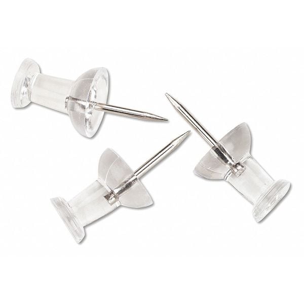 Gem Push Pins, 3/8", Clear, PK100 CP20 | Zoro