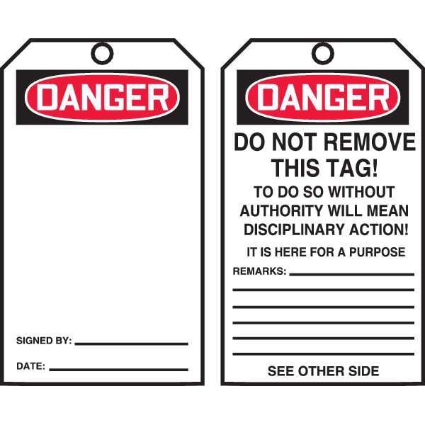 Accuform Danger Tag By The Roll, General Safety, Cardstock, 6 1/4 in H ...