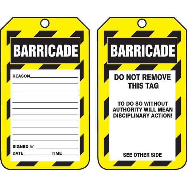 Accuform Barricade Tag, Status Alert, Cardstock, 5 3/4 in H x 3 1/4 in ...