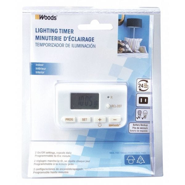 Woods Indoor 2 Conductor Digital Timer 50027WD | Zoro